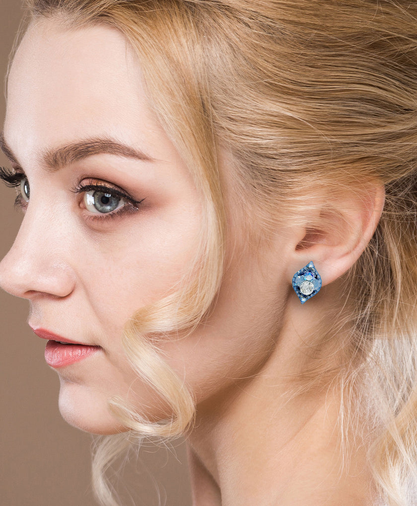 PETRA Mini Crystal Stud Earrings in Skyy from Stefanie Somers ...