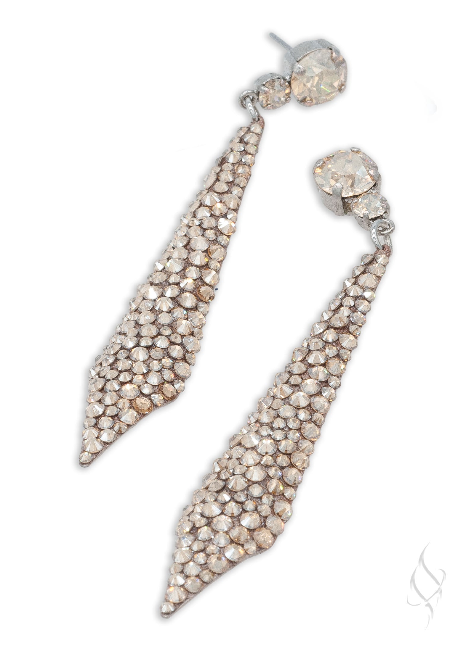 VALERIE Crystal Earrings in Light Nude by Stefanie Somers - Stefanie ...