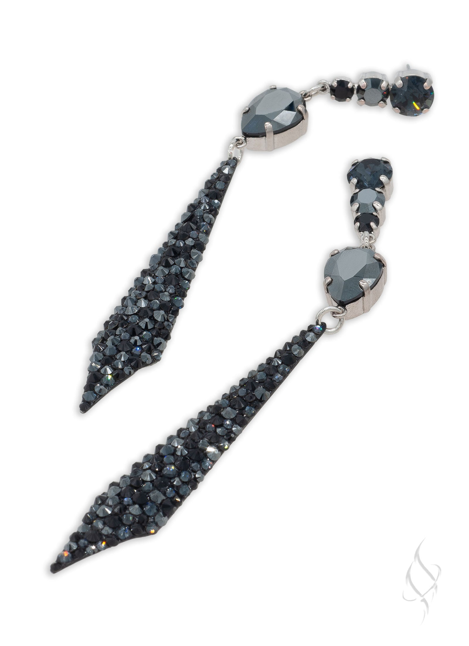 IZZY Crystal Drop Earrings in Ink from Stefanie Somers - Stefanie Somers Inc.