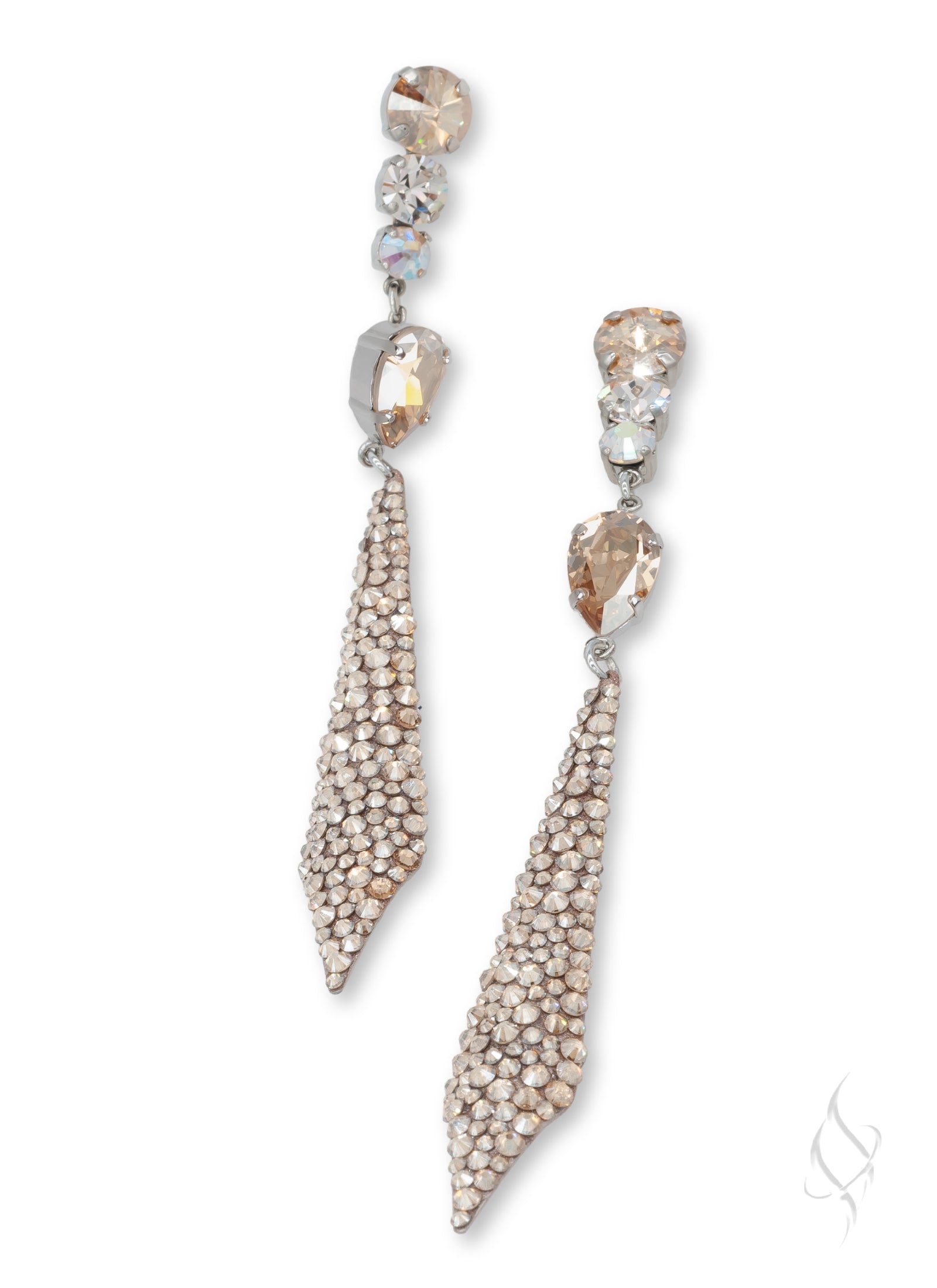 IZZY Crystal Drop Earrings in Nude from Stefanie Somers - Stefanie Somers Inc.