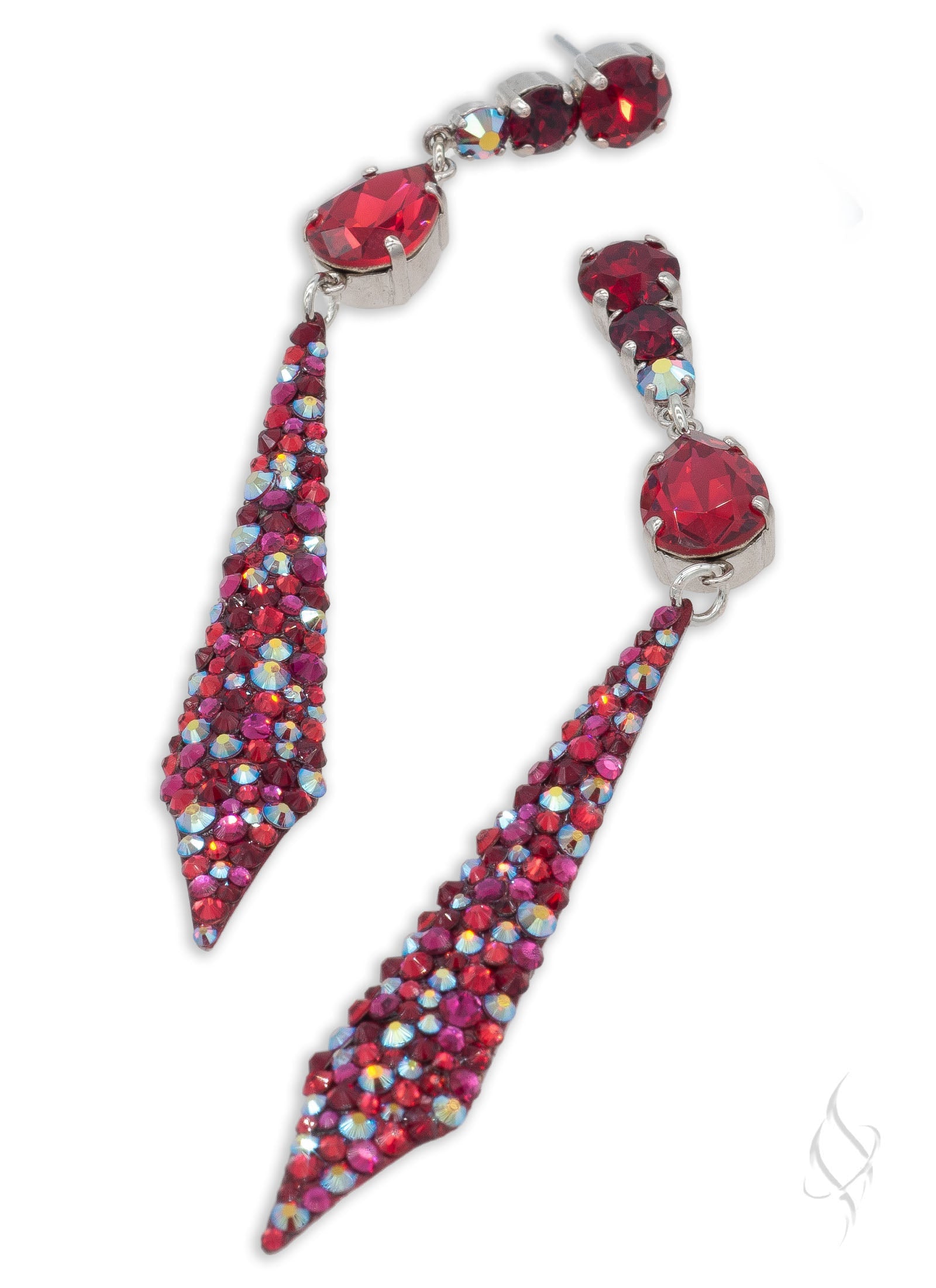 IZZY Crystal Drop Earrings in Red Shimmer from Stefanie Somers - Stefanie Somers Inc.